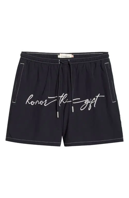 HONOR THE GIFT Hybrid Cursive 5-inch Swim Trunks