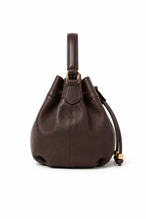 ROSZUAR Bucket Bag With Drawstring And Gold-tone Hardware - Chocolate