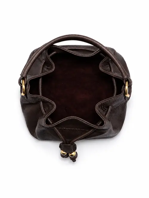 ROSZUAR Bucket Bag With Drawstring And Gold-tone Hardware - Chocolate
