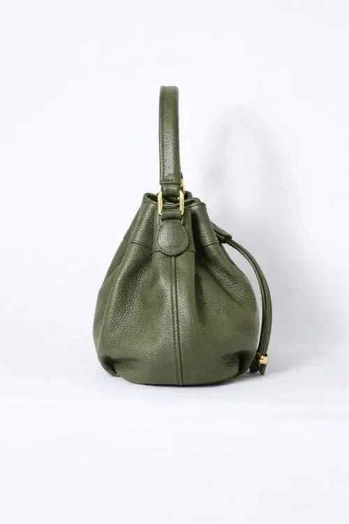 ROSZUAR Bucket Bag With Drawstring And Gold-tone Hardware - Olive