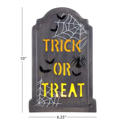MR. HALLOWEEN 10 In. Ceramic Led Tombstone -trick Or Treat