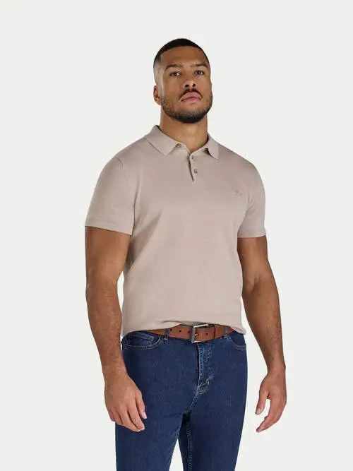 RAGING BULL Short Sleeve Knitted Polo Shirt - Stone