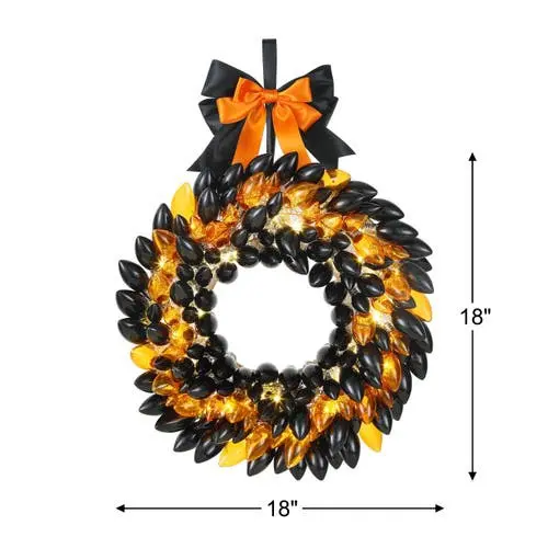 MR. HALLOWEEN 17 In. Retro C9 Bulb Wreathblack And Orange