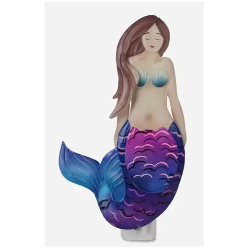 BEACHCOMBERS 6.5" Capiz Metal Mermaid Nightlight