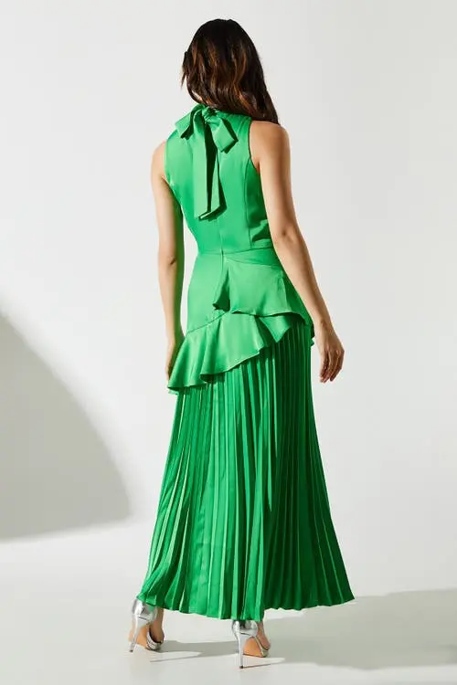 Coast Sleeveless High Neck Ruffle Detail Maxi Dress - Green