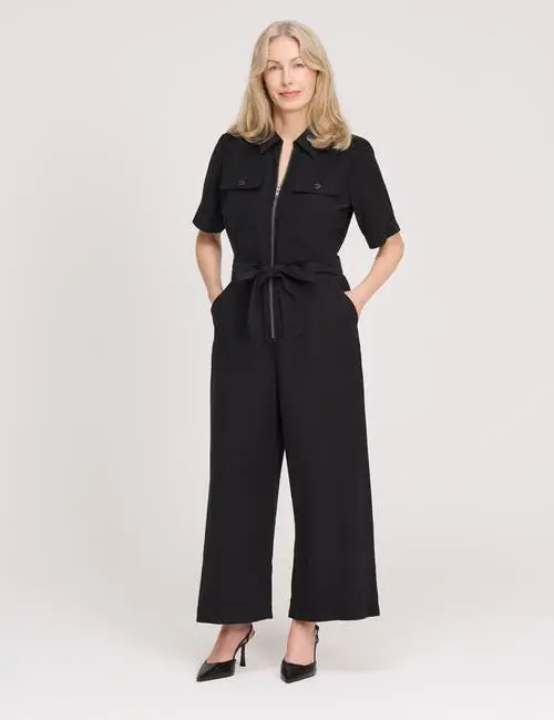 FINERY LONDON Marie Wide Leg Cropped Jumpsuit