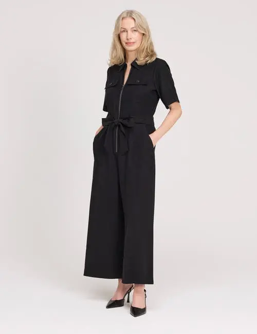 FINERY LONDON Marie Wide Leg Cropped Jumpsuit