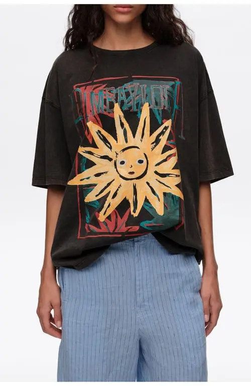 Bimba Y Lola Sun Logo Organic Cotton T-shirt - Black