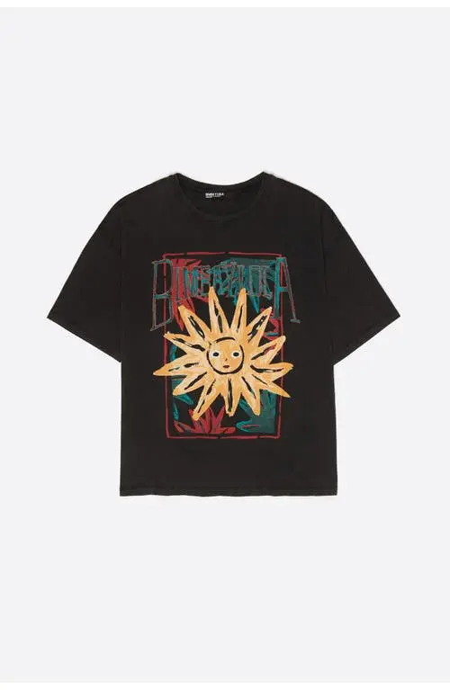 Bimba Y Lola Sun Logo Organic Cotton T-shirt - Black