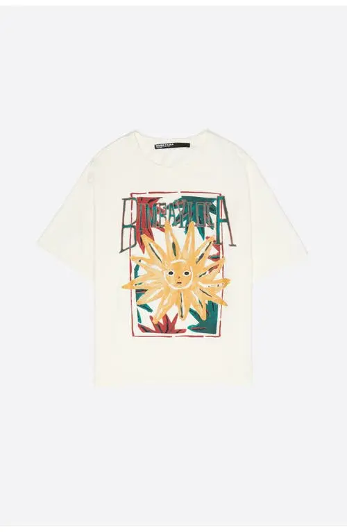 Bimba Y Lola Sun Logo Organic Cotton T-shirt - Ivory