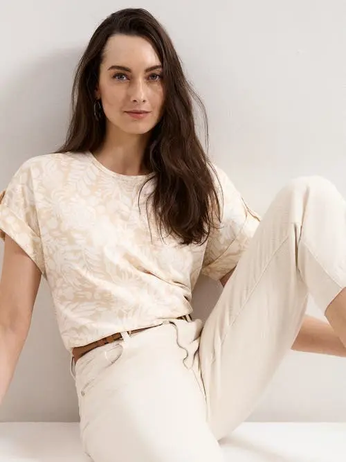 PHASE EIGHT Soft Drape Floral Short Sleeve Top - Neutral