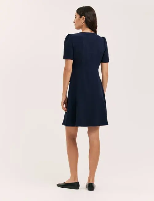 FINERY LONDON Lucille Crepe Button Front Mini Dress