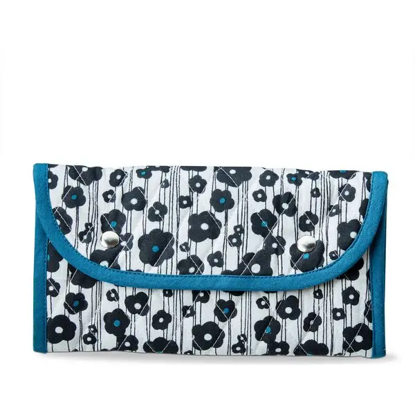 TAG Oh So She Roll Up Make Up Pouch Teal Teal Cotton Everyday - Blue