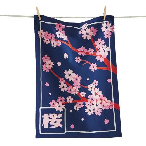 TAG Cherry Blossom Dishtowel Multi Cotton Everyday