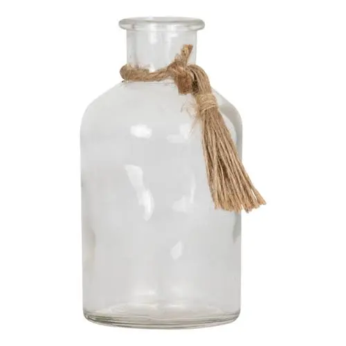 FORESIDE HOME AND GARDEN Natural Glass & Jute Bud Vase - Clear