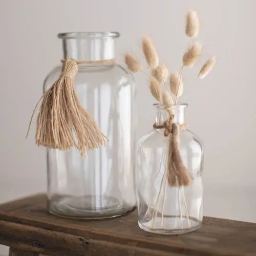 FORESIDE HOME AND GARDEN Natural Glass & Jute Bud Vase