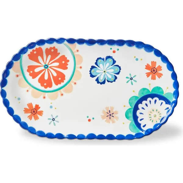 TAG Eclectic Fun Oval Earthenware Platter Multi 15 X 8.5 - Multicolored