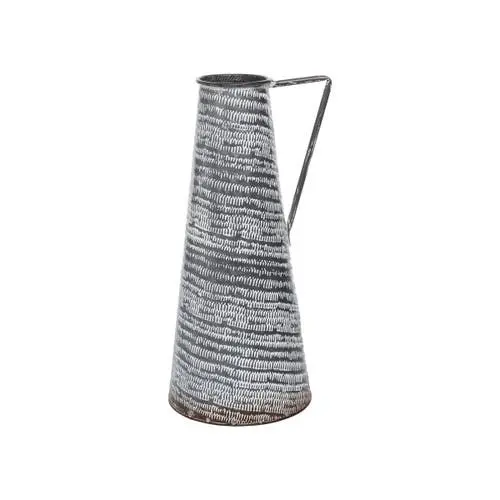 FORESIDE HOME AND GARDEN Distressed Whitewashed Patterned Metal Decorative Vase