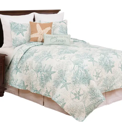 C&F HOME Ocean Treasures Starfish Sand Dollar Quilt Set - Blue