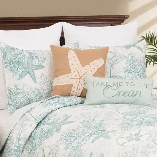 C&F HOME Ocean Treasures Starfish Sand Dollar Quilt Set
