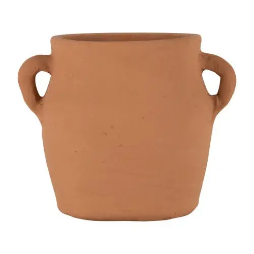 FORESIDE HOME AND GARDEN Natural Handthrown Terracotta Vase With Handles