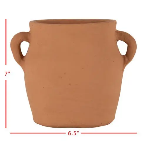FORESIDE HOME AND GARDEN Natural Handthrown Terracotta Vase With Handles