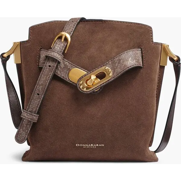 Donna Karan New York Bridgehampton Python Suede Small Crossbody - Brown Multi