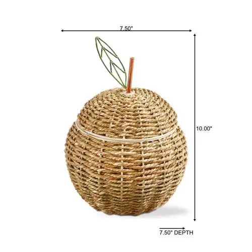 TAG Apple Lidded Basket Natural Seagrass Summer