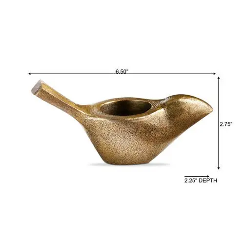TAG Garden Bird Tealight Antique Brass Aluminum Spring