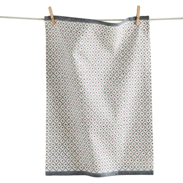 TAG Dots Block Print Dishtowel Multi Cotton Everyday