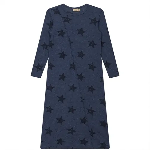 MOCHA Distressed Stars Rib Maxi Dress - Denim