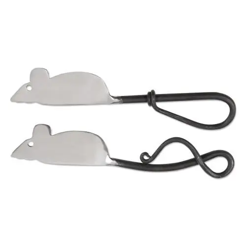 TAG Mouse Spreader Set Of 2 Stainless Steel Cheese Knives