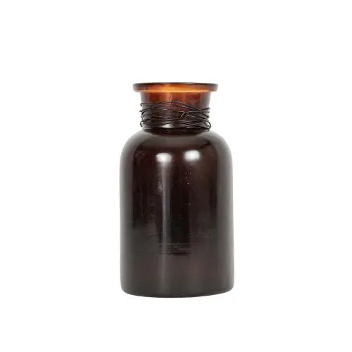 FORESIDE HOME AND GARDEN Wrapped Neck Bud Vase Amber Glass & Metal - Brown