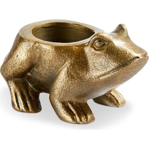 TAG Garden Frog Tealight Antique Brass Aluminum Spring - Gold