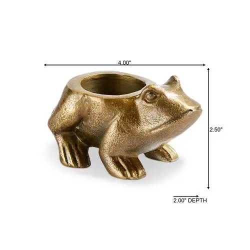 TAG Garden Frog Tealight Antique Brass Aluminum Spring