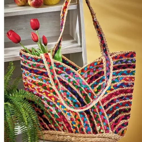 TAG Playa Braided Jute Tote Multi Jute Summer