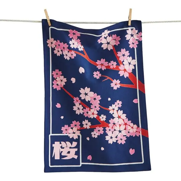 TAG Cherry Blossom Dishtowel Multi Cotton Everyday - Multicolored