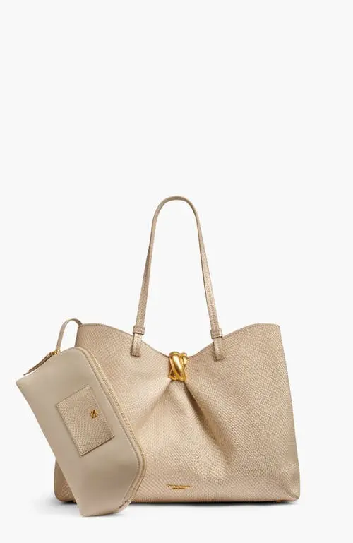 Donna Karan New York Cambric Snake Embossed Leather Tote - Metallic Bone
