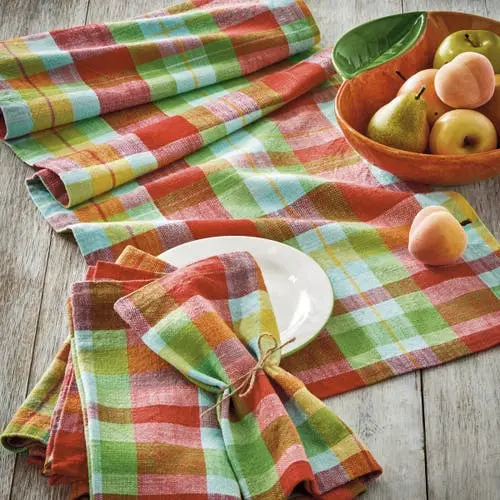 TAG Fresh Pick Plaid Napkin S/4 Multi Cotton Summer