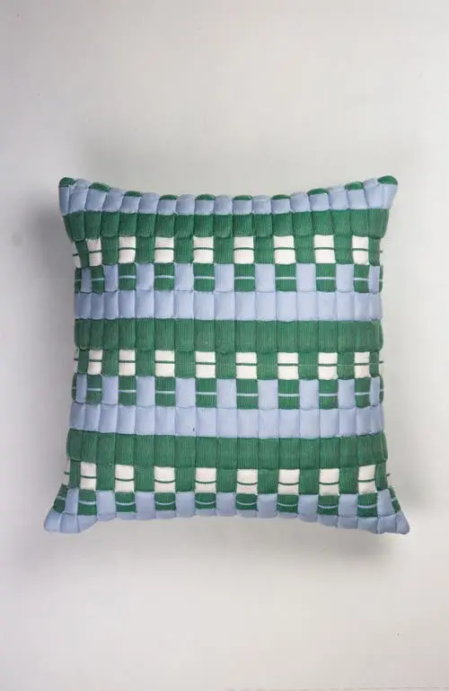 ARCHIVE NEW YORK Quilted Sujani Checkered Throw Pillow - Blue