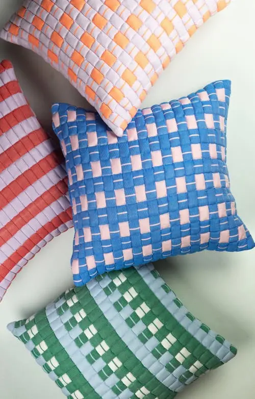 ARCHIVE NEW YORK Quilted Sujani Checkered Throw Pillow