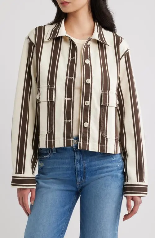 Madewell Stripe Crop Jacket - Dark Brown Stripe