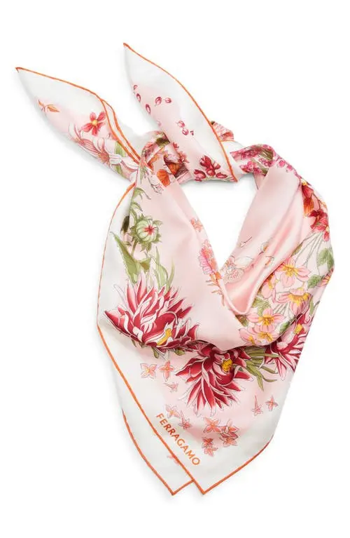 FERRAGAMO Primavera Silk Scarf - Arancio/rosa