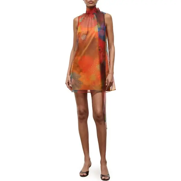 Staud Albee Bead Detail Minidress - Superbloom