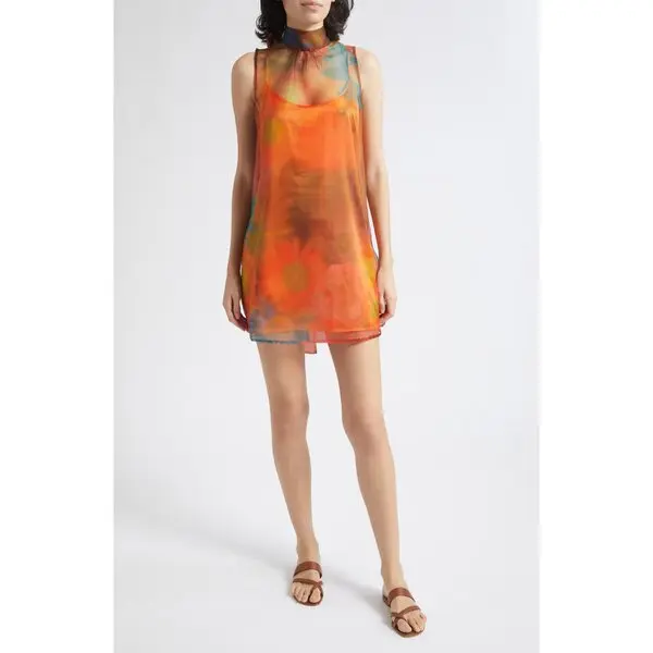 Staud Albee Printed Mini Dress - Superbloom