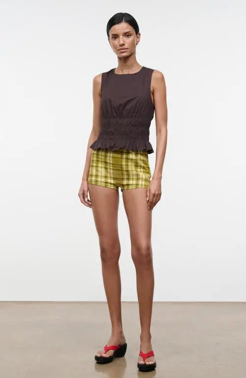 Staud Culver Smocked Sleeveless Top - Earth