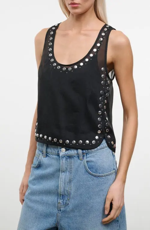 Staud Cara Sheer Studded Sleeveless Top