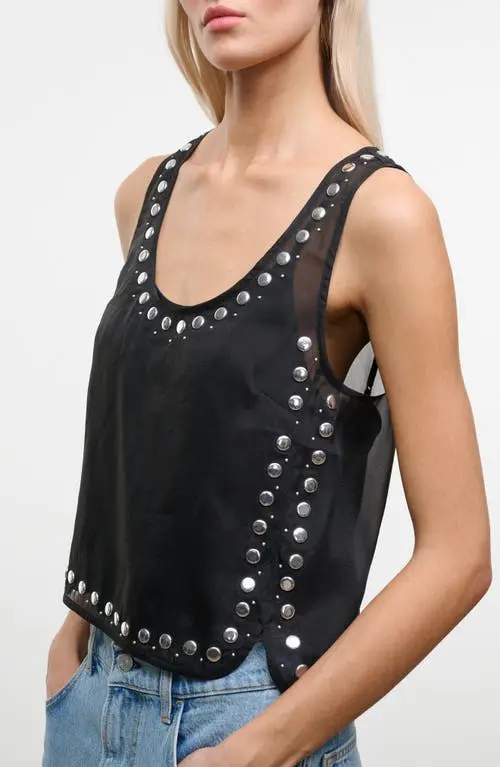 Staud Cara Sheer Studded Sleeveless Top