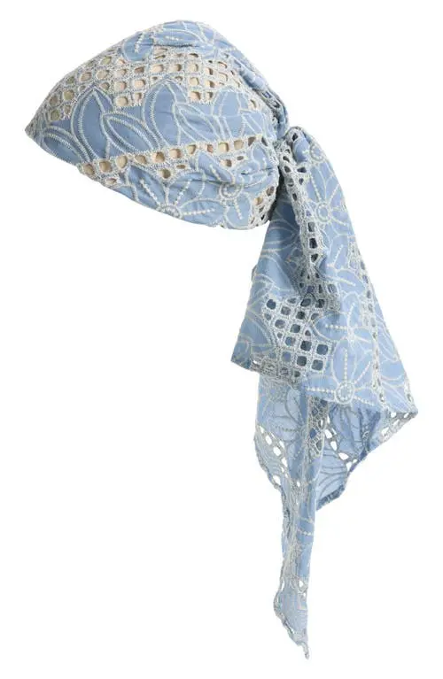 Lele Sadoughi Sophia Cotton Eyelet Scarf Cap - High Tide