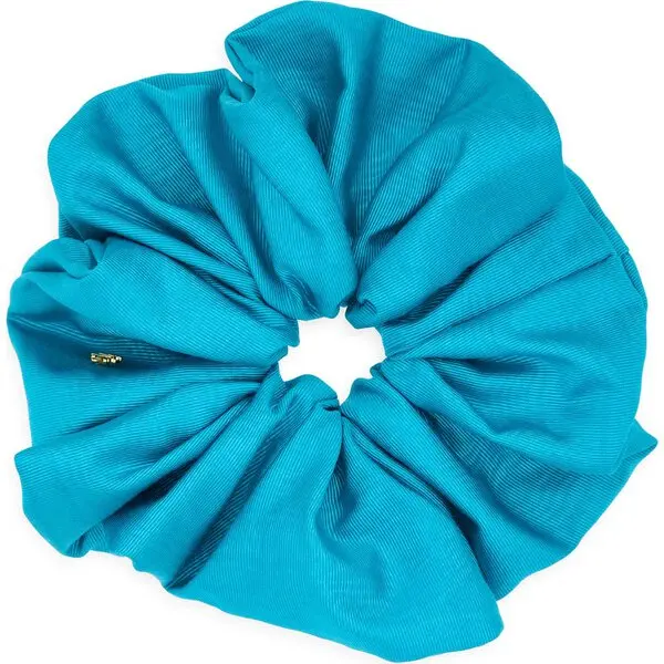 Lele Sadoughi Oversized Cotton Scrunchie With Logo Hardware - Turquoise